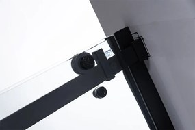 BPS-koupelny Posuvné sprchové dveře HYD-PD03B 100 černé/transparent pro instalaci do niky + vanička HYD-OSV-ST03A 100x80 bílá