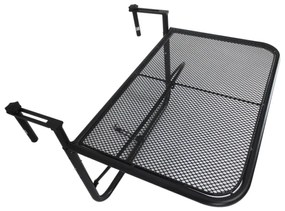 Outsunny Balkonový závěsný čtvercový stolek výškově nastavitelný, černý, 60 x 56,5 x 45 cm