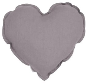 Mini lněný polštář srdce tmavě šedá 28 cm