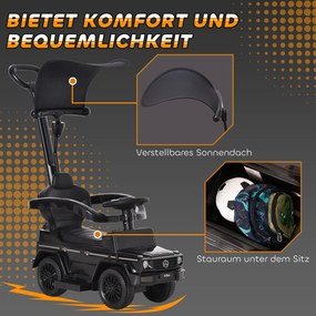 Posuvné autíčko s odrážedlem Mercedes-Benz G350 posuvné autíčko s volantem 3 v 1 pro děti od 18 do 36 měsíců Černá barva