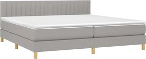 Box spring postel s matrací a LED světle šedá 200x200 cm textil 3133901