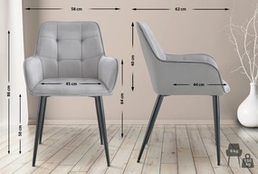 Jídelní židle Ferndale samet – světle šedá