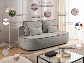 Černá/šedá sametová rozkládací/s úložným prostorem pohovka 210 cm Saga – Ropez