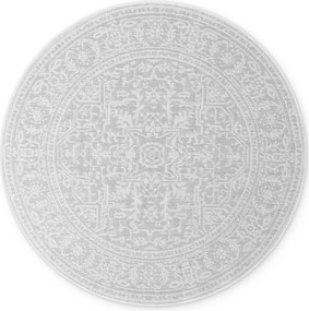 NORTHRUGS, Kusový koberec Duet Kona 106249 White/Gray kruh - na ven i na doma, 160x160 (průměr) kruh, šedá, chodba / předsíň