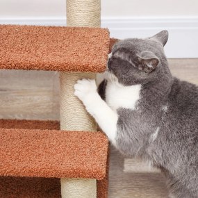 PawHut kočičí schody schody pro psy a kočky 3 stupně se škrabadly hrací míč plyšový hnědý 45x40x48cm pro větší pohodlí | Aosom.de