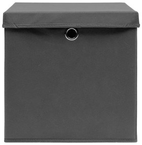 Úložné boxy s víky 4 ks šedé 32 x 32 x 32 cm textil - Default Title