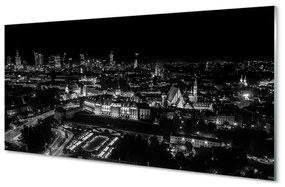 akrylový obraz Noční panorama Varšavy mrakodrapů 100x50 cm