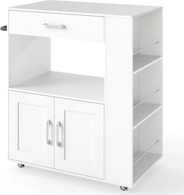 Costway Kuchyňský vozík na kolečkách s pracovní deskou a zásuvkou a držákem