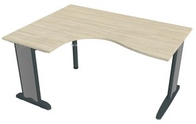 Stůl ergo oblouk pravý 160×120/80 cm - Hobis Flex FE 2005 P Dekor stolové desky: akát, Barva nohou: černá