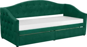 Postel ZASKA 90x200 s úložným prostorem, zelená Velvet látka Kondela 0000396163