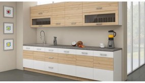 Nábytek Elegance Kuchyňská linka IKONIK 120/180cm = Dolní skříňky: 80cm dřezová, 40cm zásuvková. Horní skříňky: 80cm prosklená, 40cm dvířka, 60cm digestořová.