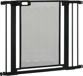 PawHut Zabradlí pro psy, Ochrana schodů, Bezvrtací záchrana, Bariéra pro šířku 75-103 cm, Automatické zavírání, Pro děti a kočky, Ocel, Černá