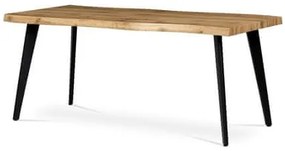 Autronic Moderní jídelní stůl Jídelní stůl, 180x90x75 cm, MDF deska, 3D dekor divoký dub, kov, černý lak (HT-880B OAK)