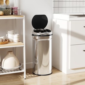 HOMCOM 42 L senzorový odpadkový koš, automatický odpadkový koš, nerezový kuchyňský koš s infračerveným senzorem, pro kuchyň, jídelnu