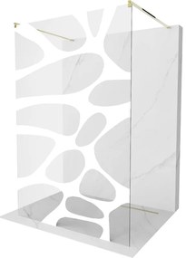 Mexen Kioto volně stojící sprchová zástěna 100 x 200 cm, bílá vlna 8 mm, zlatá - 800-100-002-50-97