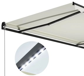 vidaXL Marketos Ručně zatahovací markýza s LED světlem 300 x 250 cm krémová