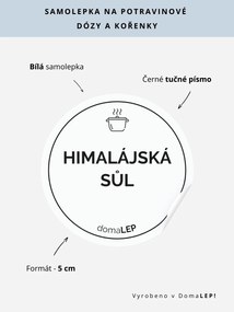 HIMALÁJSKÁ SŮL – bílá samolepka na dózu, tučné písmo, 5 cm | DomaLEP