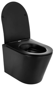 Gamma Mut, závěsná WC mísa 48x37 cm Rimless s pomalu padajícím sedadlem, černá matná, GMA-MUT201-BK
