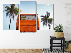 Vícedílný obraz Retro Auto Mezi Palmami Nedostatek Nedostatek Plátno Canvas 90x60