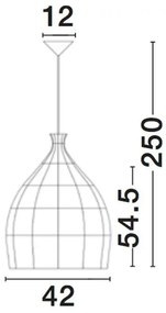 Nova Luce Závěsné svítidlo DESTIN železo a ratan, šedá barva E27 1x12W