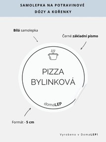 Samolepka na kořenky PIZZA BYLINKOVÁ bílá 5 cm základní písmo