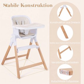 Costway Vysoká stolička baby 4 v 1 dětská vysoká židle skládací nastavitelná
