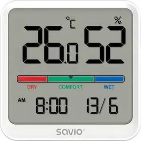 CT-01/W bílá / Teploměr a vlhkoměr / LCD displej / hodiny a datum / ma