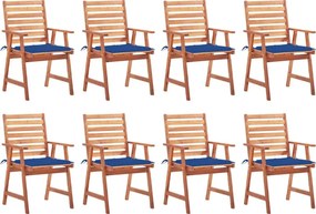 vidaXL Zahradní jídelní židle 8 ks s poduškami masivní akáciové dřevo [3078378] Barva: Vzor červená kostka