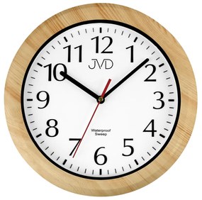 JVD koupelnové hnědé netikající tiché hodiny v imitaci dřeva JVD SH494.4