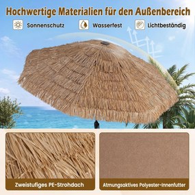 Costway Slunečník Hawaii 290 cm 30° naklápěcí se solárním LED osvětlením světle