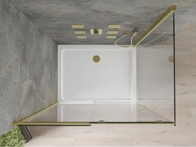 Mexen Omega posuvný sprchový kout 110 x 90 cm, 8mm sklo, zlatý profil-čiré sklo + slim sprchová vanička 5cm, 825-110-090-50-00-4010