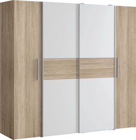 XXXLutz ŠATNÍ SKŘÍŇ S OTOČNÝMI DVEŘMI, bílá, Sonoma dub, 200,1/190,5/61,6 cm Carryhome - Šatní skříně - 000687070301