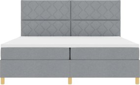 Postel s boxspringem s čelo Světle šedá 200 x 200 cm textil 3339721