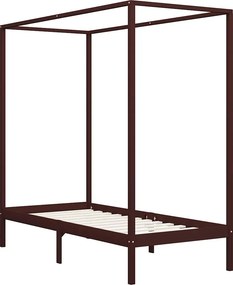 Rám postele s nebesy tmavě hnědý masivní borovice 100 x 200 cm 283269