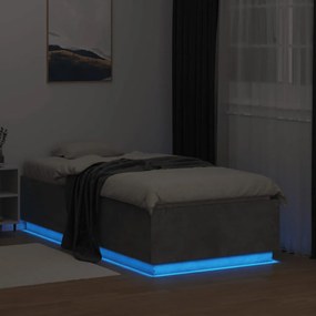 Rám postele s LED osvětlením betonově šedý 75 x 190 cm kompozit 3209670