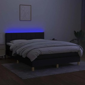Box spring postel s matrací a LED černá 140x200 cm textil 3133719