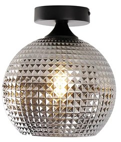Stropní svítidlo Art Deco černé s kouřovým sklem - Sphere