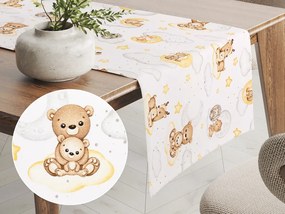 Biante Dětský bavlněný běhoun na stůl Sandra SA-461 Zvířátka mezi hvězdičkami na bílém 45x140 cm