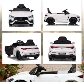 AIYAPLAY Dětské elektrické auto, design Mercedes, 12V motory, dálkové ovládání, LED světla, hudba, pro děti 3-6 let, bílé