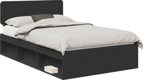 Rám postele s čelo Černá 135 x 190 cm Masivní borové dřevo 3412088
