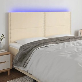 Čelo Postele S Led Krémové Textil Krémová 200 x 5 x 118/128 cm