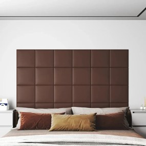 Nástěnné panely 12 ks hnědé 30 x 30 cm umělá kůže 1,08 m² - Default Title