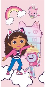 Růžová bavlněná dětská osuška 70x140 cm Gabby´s Dollhouse – Jerry Fabrics