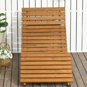 Zahradní lehátko Outsunny, sklápěcí křeslo, relaxační židle pro bazén, balkon, nosnost do 120 kg, masivní dřevo, třešeň, 66 x 170 x 77 cm