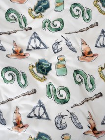 MK Lůžkoviny Mikroplyšové povlečení Harry Potter - Zmijozel bílé 140 × 200 cm, 70 x 90 cm