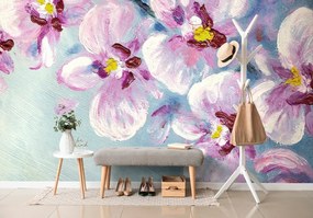 Samolepící tapeta romantické fialové květiny - 150x100 cm