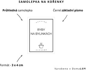 RYBY NA BYLINKÁCH - Samolepka na kořenky 3 x 4 cm - DomaLEP varianta: PRŮHLEDNÁ - základní písmo