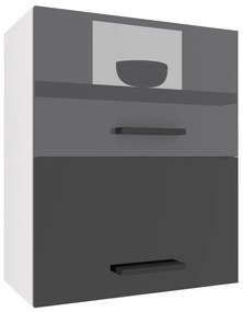 Kuchyňská skříňka Belini horní 60 cm šedý lesk / černý lesk  INF SGP2-60/1/WT/SB/0/B1