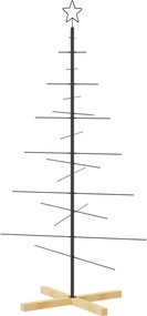vidaXL Kovový vánoční stromeček s dřevěnou základnou černý 150 cm [359604]