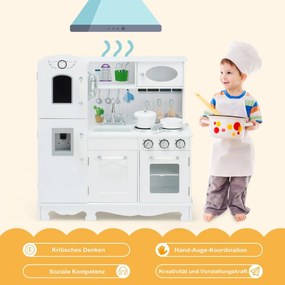 Costway Dětská kuchyňka s realistickým světlem a zvukem a doplňky, bílý